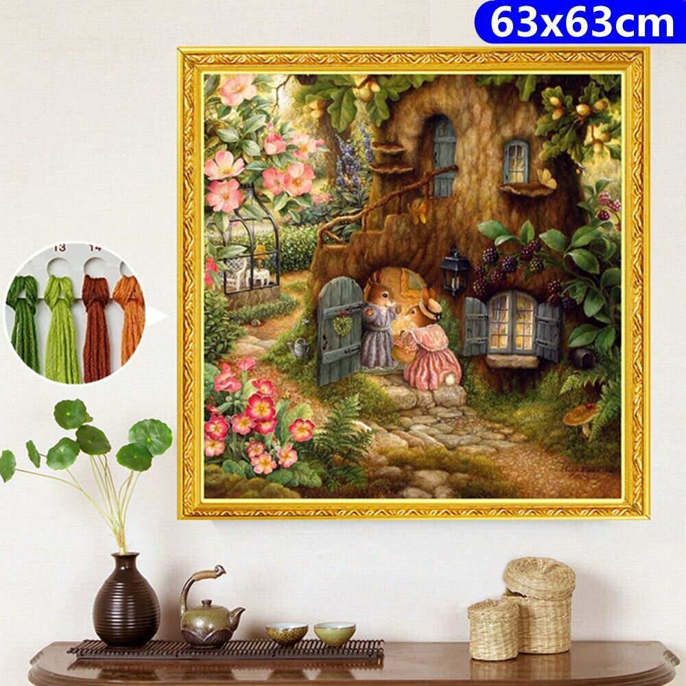 Набор для вышивания крестом, вышивка крестиком Подарок кролика, 11CT 63x63cm, полная зашивка (без подрамника, без рамки)