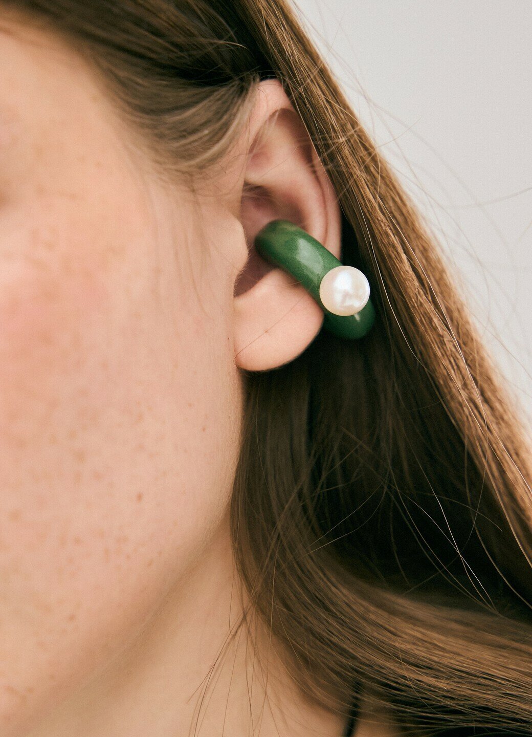 Моносерьга кафф, жемчуг пресноводный культивированный