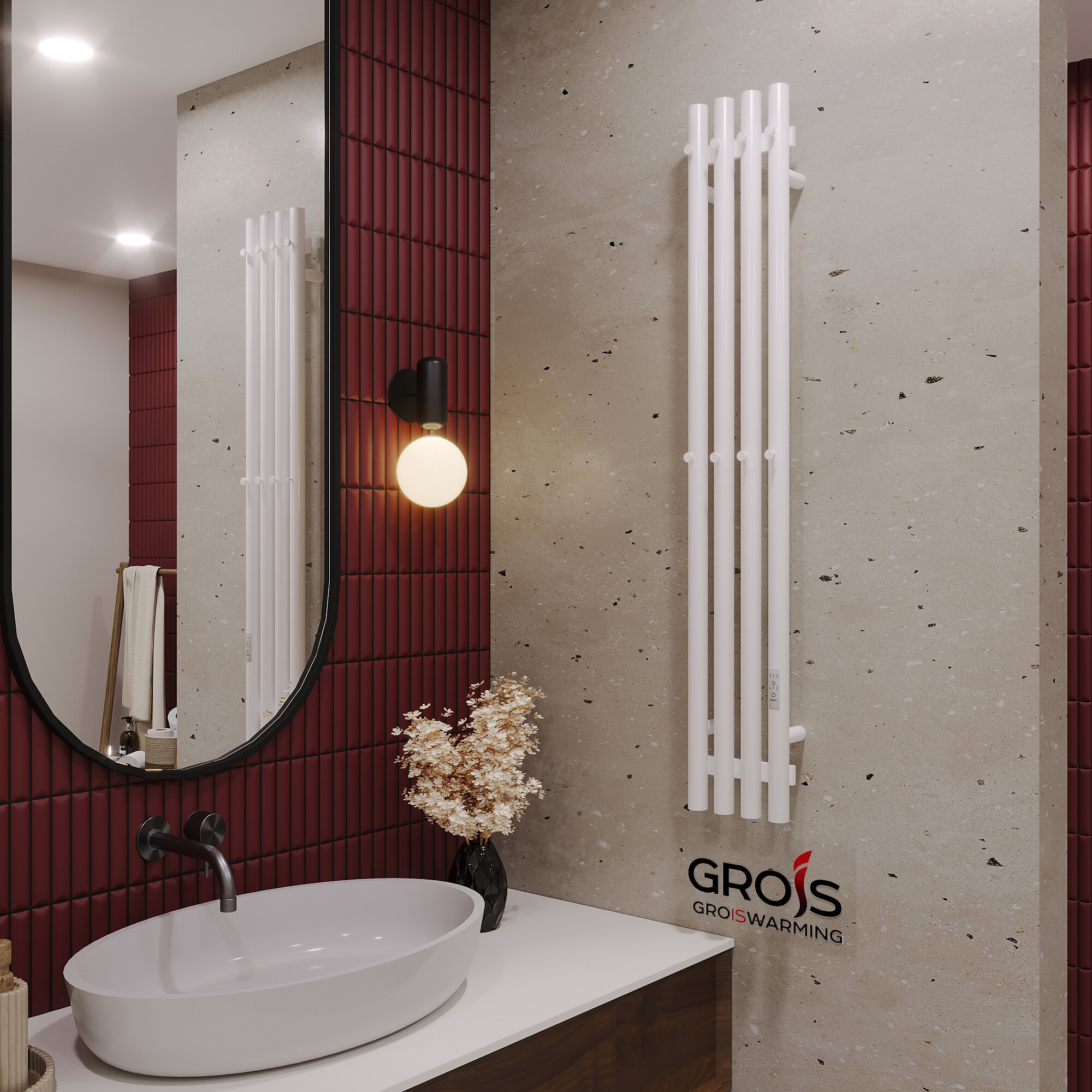 Полотенцесушитель электрический Селена-4 GR-164 180x1150 белый правый