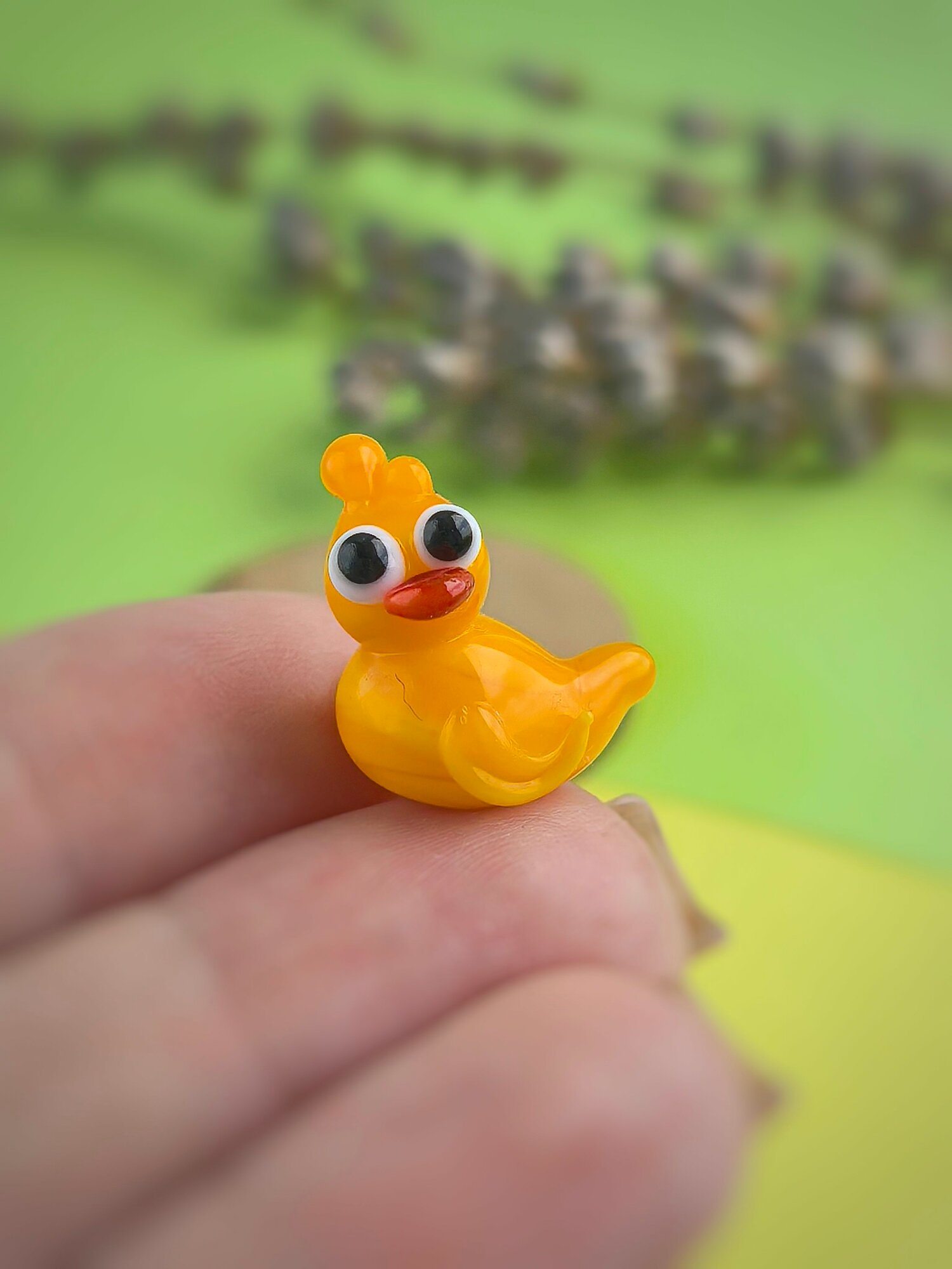 Фигурка стеклянная Уточка статуэтка или сувенир Утка для кукол и кукольных домиков