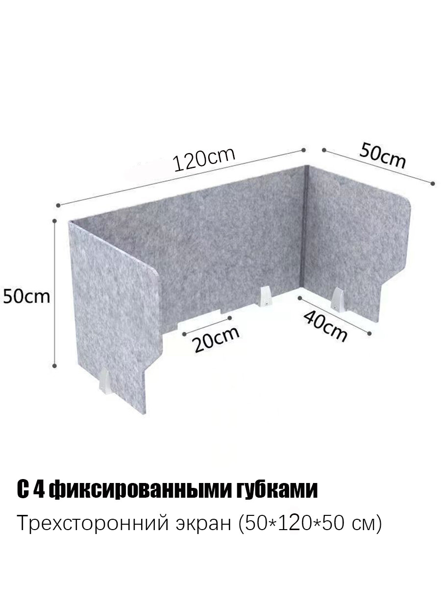 Ширина экрана рабочего стола 120 см, глубина 50 см, высота 50 см