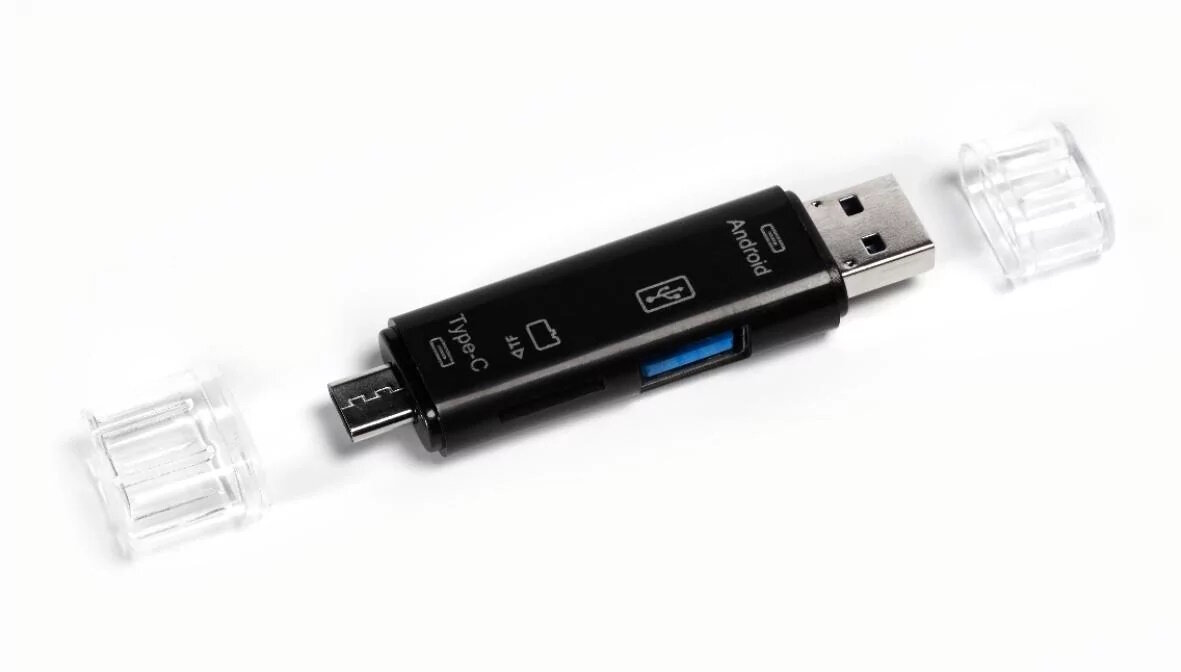 Картридер-конвертер Smartbuy, USB 2.0 универсальный USB/OTG/MicroSD/TypeC/MicroUSB(SBR-801-S)