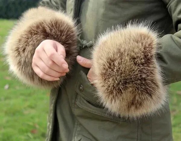 2 шт Женские фальшивые меховые манжеты эластичная меховая рука теплее зимняя пушистый плюшевый ветропроницаемый браслет рукав куртки аксессуары,33,15, искусственный мех,35,03 коричневый, SKU00285