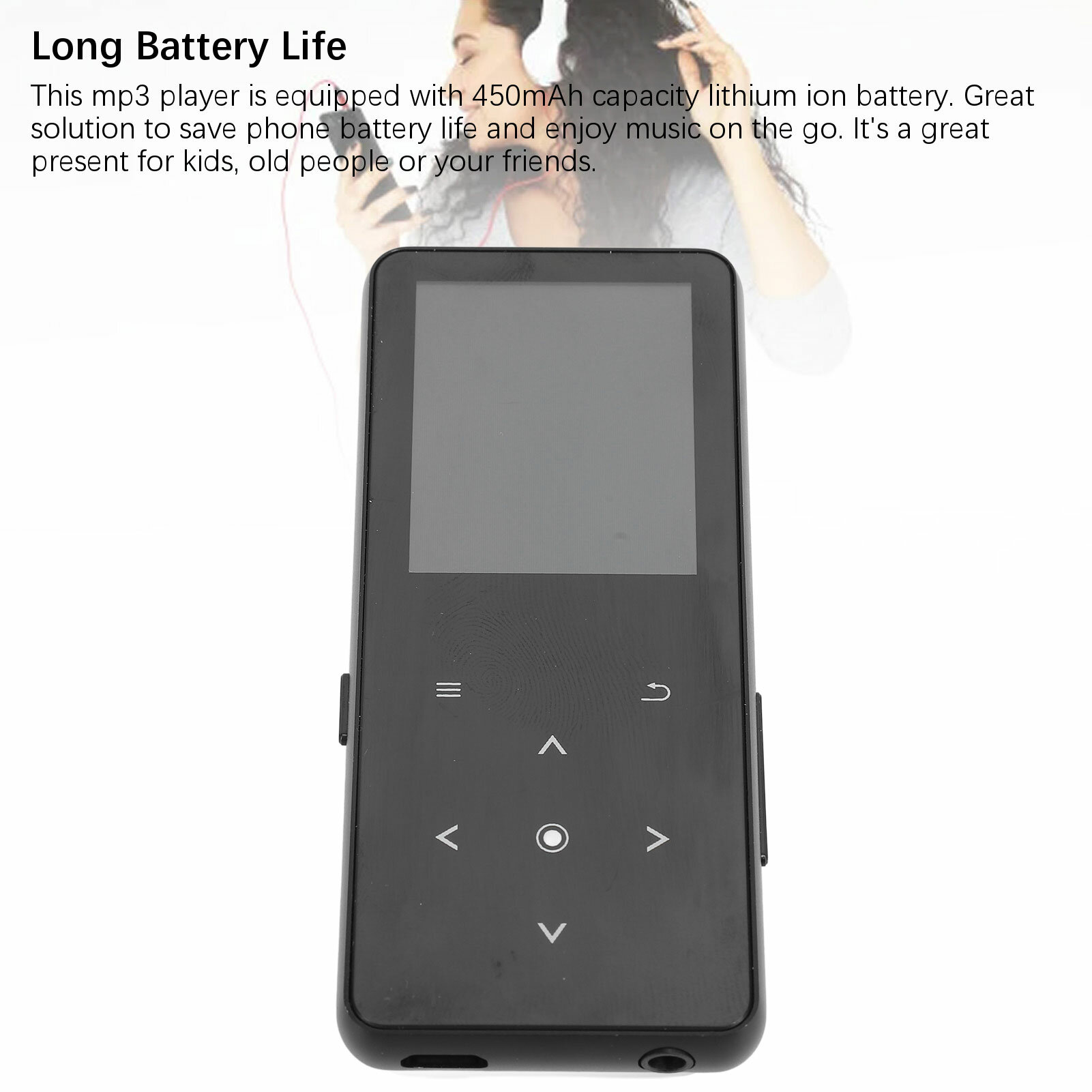 MP3-плеер с Bluetooth, 2-дюймовый сенсорный экран, MP4-плеер, MP3-плеер, портативный музыкальный плеер, электронная книга, словарь, будильник, поддерживает до 32 ГБ