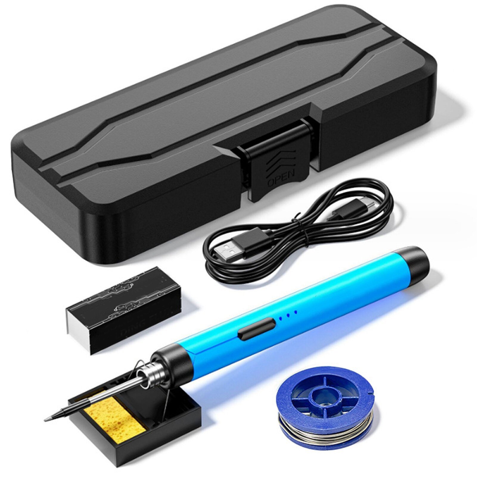 Портативный интеллектуальный электрический паяльник с USB-подключением и многофункциональной функцией регулировки температуры от 300 до 450℃ для ремонта и технического обслуживания.