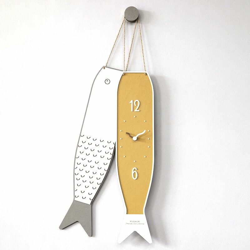 Деревянные часы-рыбки, настенные часы в стиле креативного искусства, простое украшение гостиной