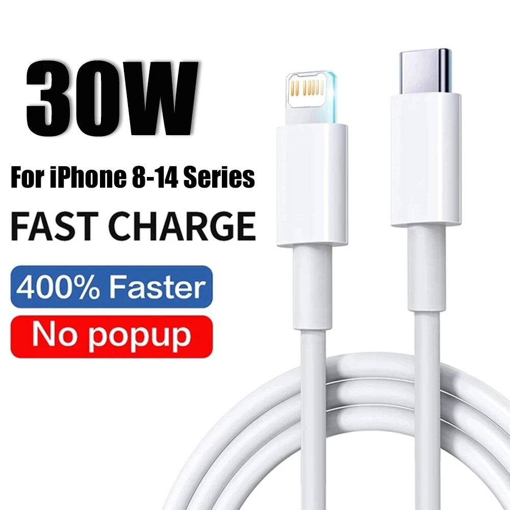 Кабель USB-C на Lightning 30W, 1м, для iPhone 8-14