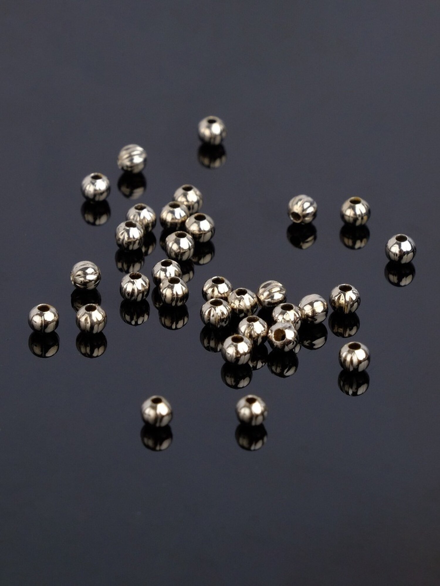 Кримп (зажимная бусина) СМ-379 (набор 30 шт.), 3,2 мм, цвет серебро