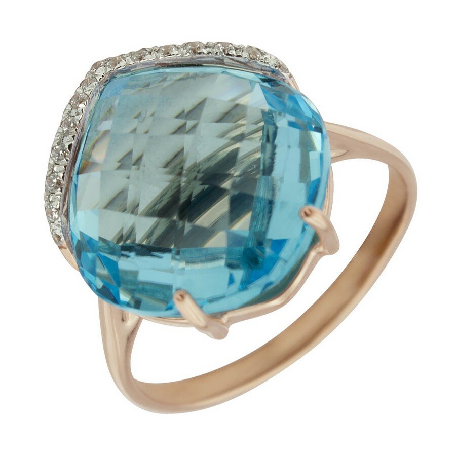 Кольцо, красное золото, 585 проба, топаз