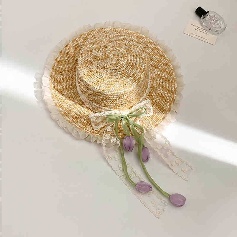 Шляпа, женская, с кружевом, фиолетовая, 52см