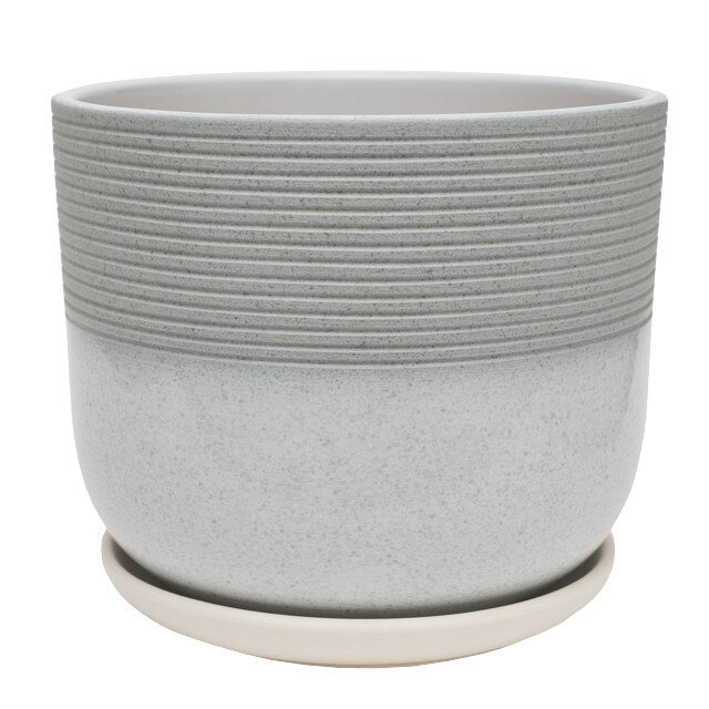 Селигер горшок керамический с поддоном 2,9 л d19 h16 серый бук для интерьера дома и сада