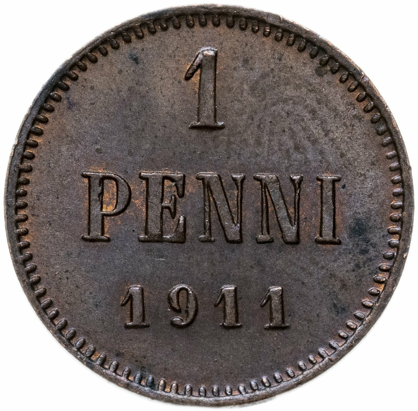 1 пенни penni 1911 Российская Финляндия, Медь, в сохранности UNC