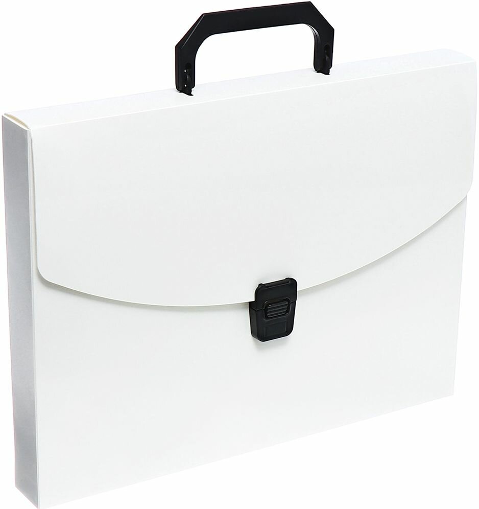 Папка-портфель канцелярский Calligrata 1 отделение, сумка пластиковая с ручкой для документов и бумаг, формат А4, цвет белый