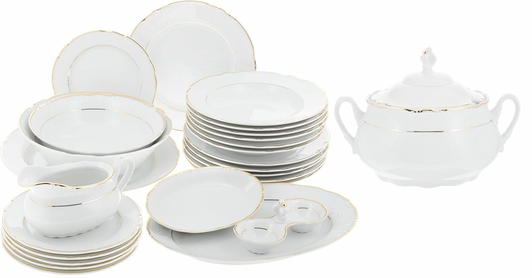 Столовый сервиз 6/25; "Constance", декор "Отводка золото", Thun/ БТФ1444