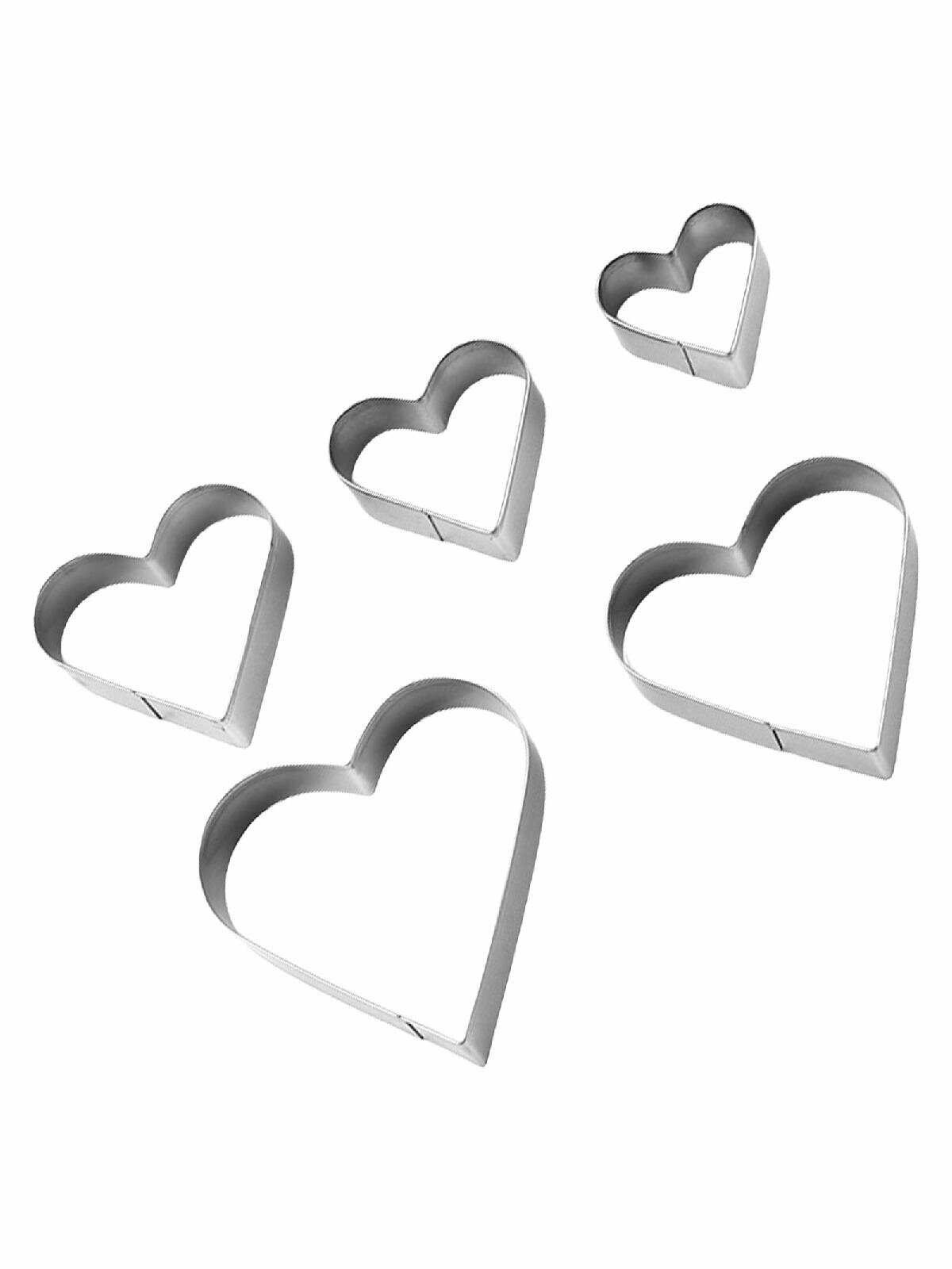 Набор из 5 формочек для печенья в форме сердца из нержавеющей стали, формы для десертов, инструменты для выпечки печенья ко Дню святого Валентина, формы для десертов и выпечки