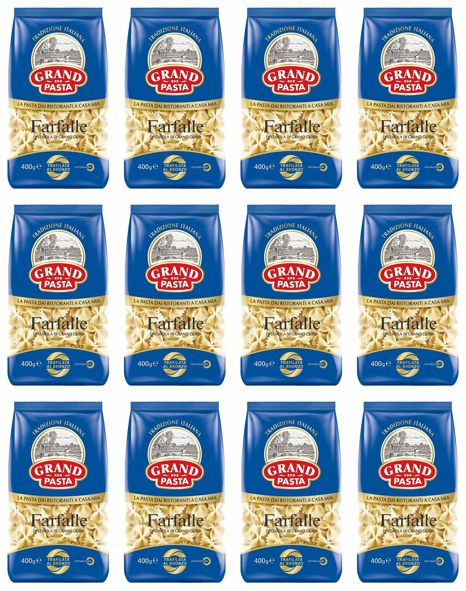 Grand Di Pasta Макароны Бабочки фарфалле, 400 гр, 12 шт в коробке