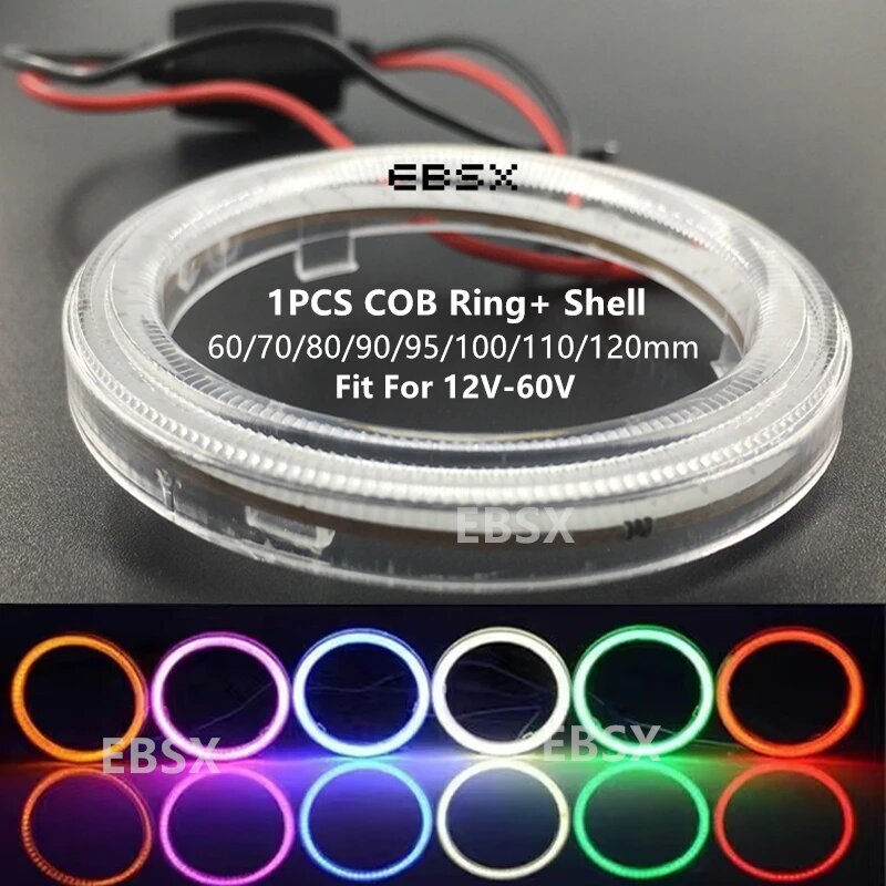 1 Шт, Универсальный Комплект Светодиодных Ангельских Глазок COB, 12 В-60 В С Корпусом, Диаметр 40-140 Мм, Различные Цвета
