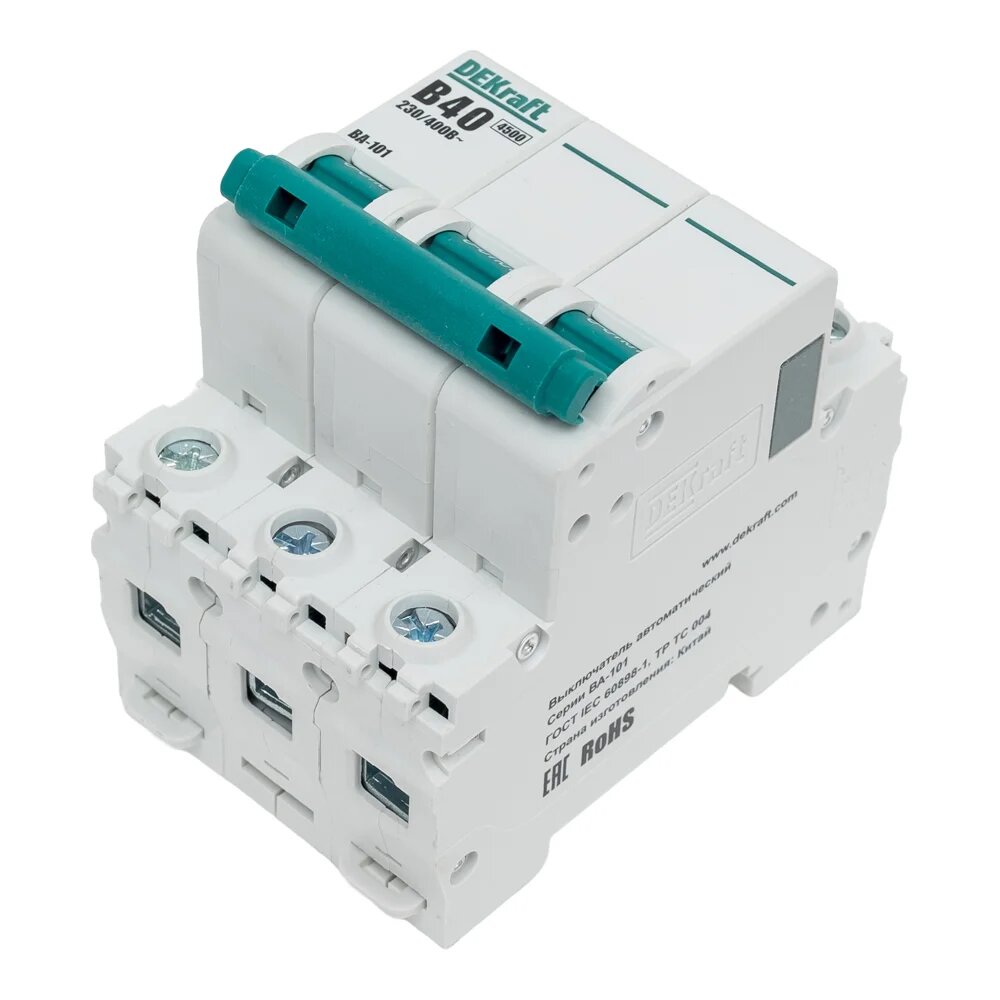 Автоматический выключатель Dekraft ВА101-3Р-040А-B 11034DEK для прокладки электрических сетей