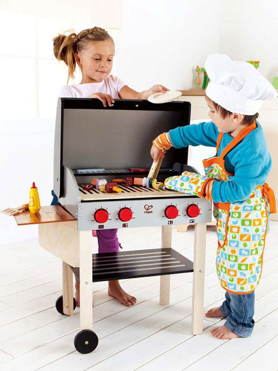 Игрушечный детский Гриль с едой Hape, на колесиках, E3127_HP