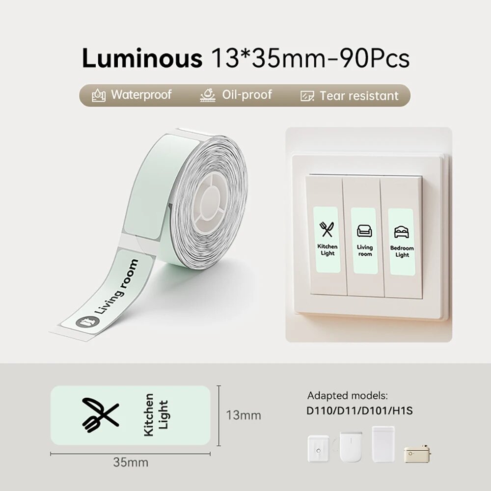 Самоклеящаяся бумага для этикеток Niimbot D11 D110 D101 H1S Luminous 13x35