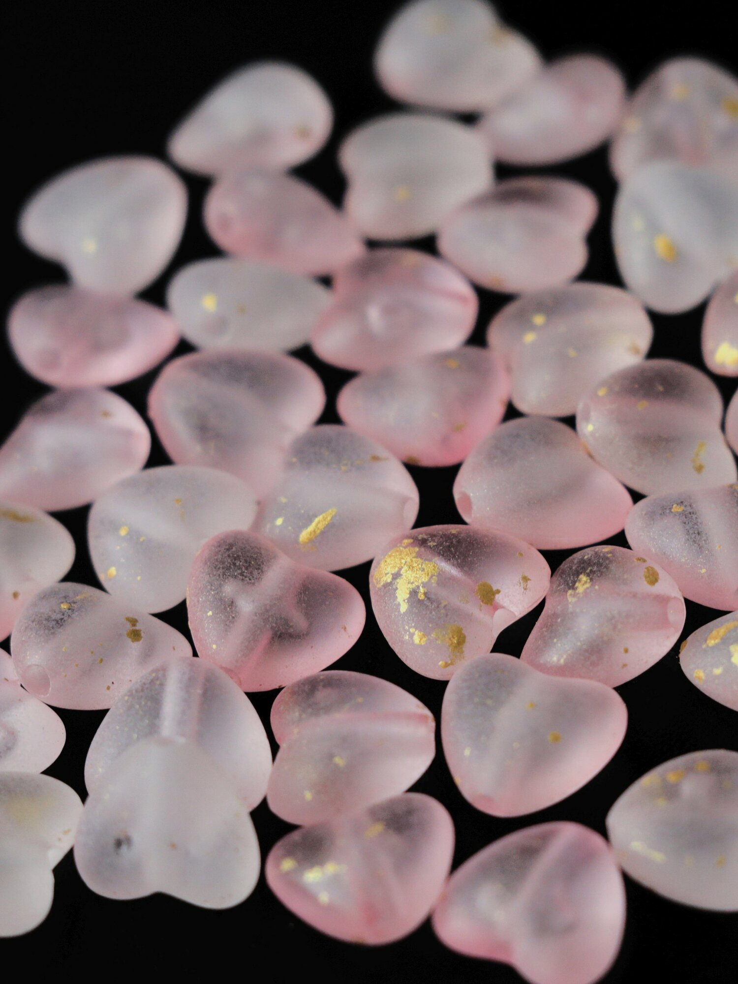 Бусины сердце акриловые 70 шт, 9x10x5.5 мм, теплый розовый микс