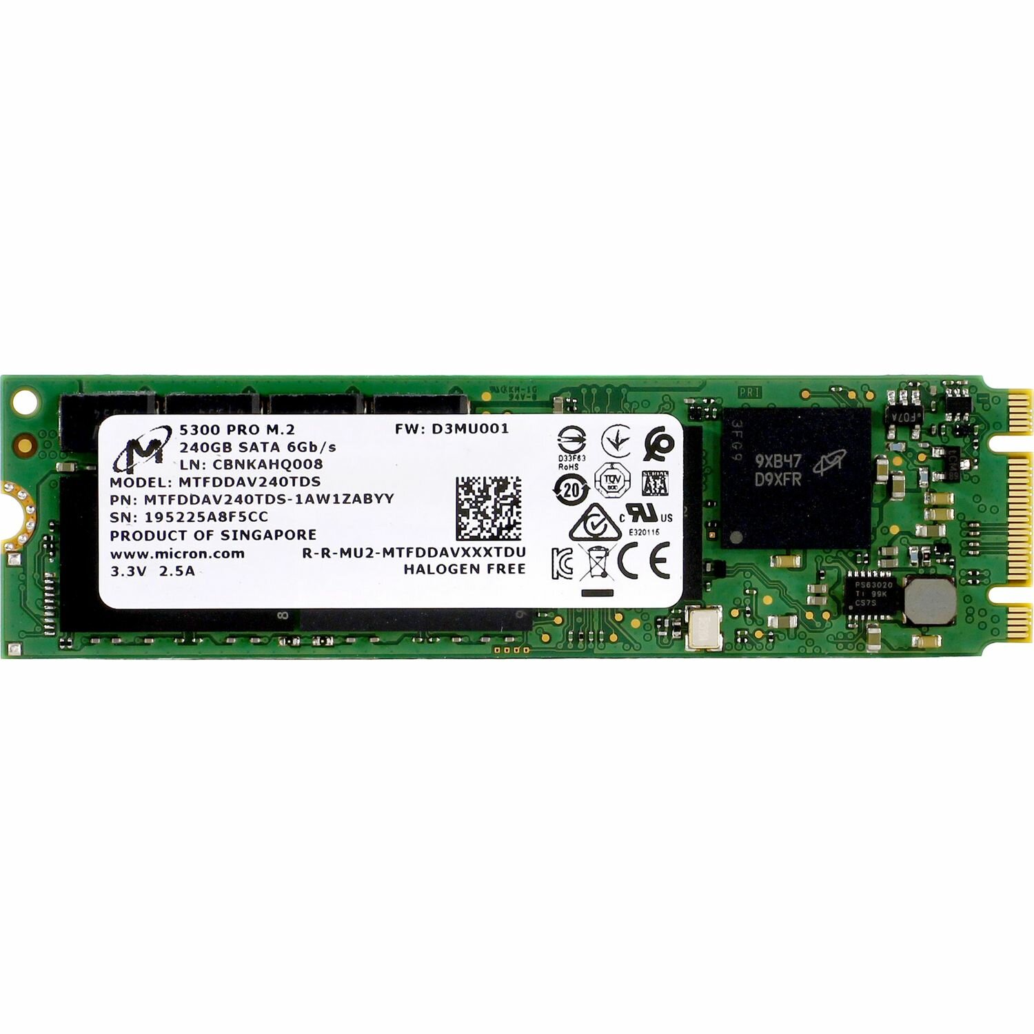Твердотельный накопитель Micron 5300 PRO MTFDDAV240TDS-1AW1ZABYY 240GB M.2 2280 SATA 6G