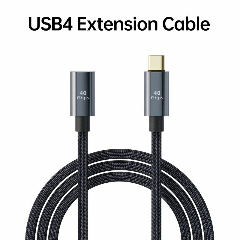 Удлинительный кабель USB4 Type-C, 100 Вт, 5 А, 8K при 60 Гц, 40 Гбит/с, полнофункциональный удлинитель для Macbook Dell, совместимый с Thunderbolt3 4