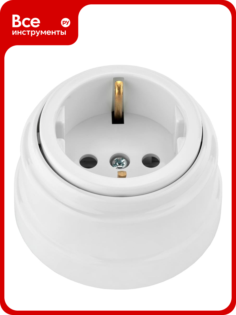 Розетка Bylectrica РА16-0202 1-местная с заз. контактом 16А ОУ, серия ретро