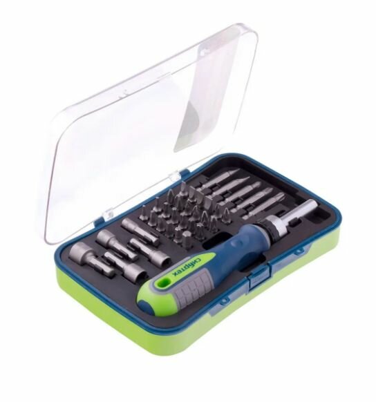 Отвертка с набором бит и торцевых головок Сибртех 13337, 35 предметов