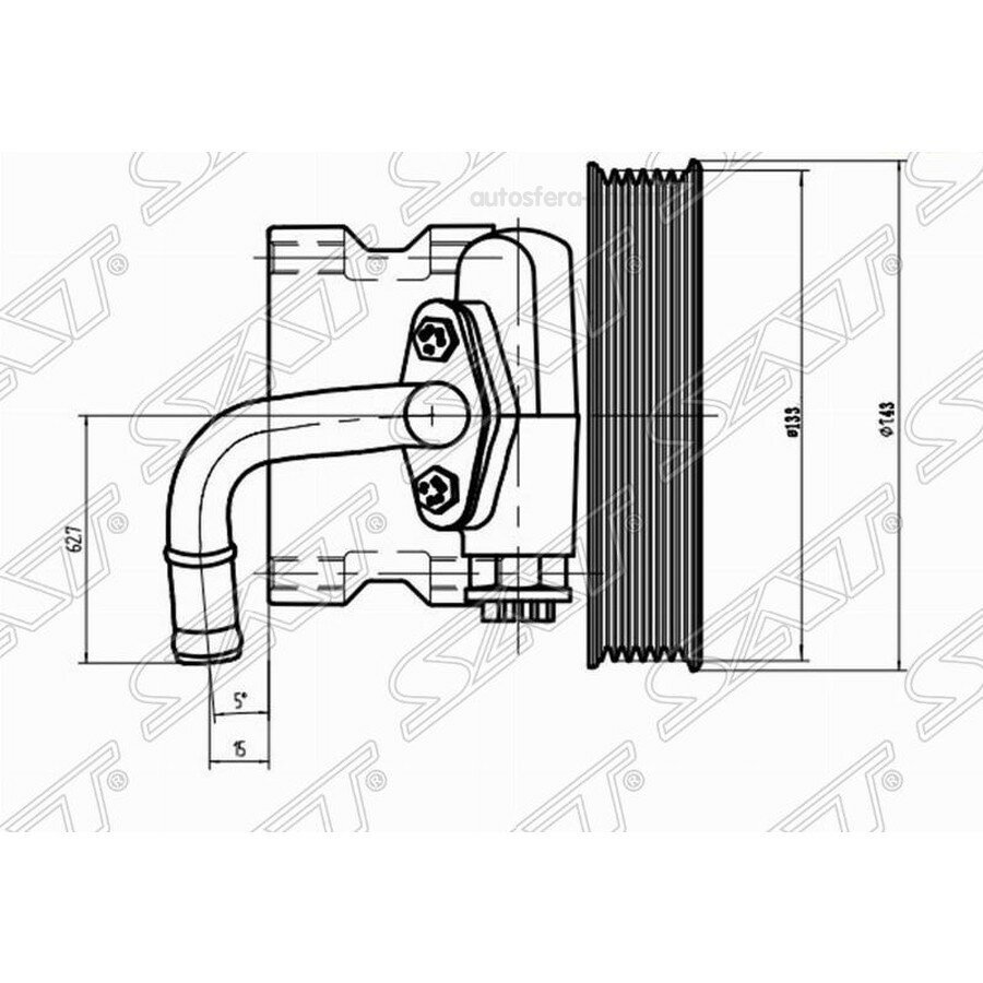 SAT STVP188 Насос ГУР CHEVROLET LACETTI 1,4/1,6 (Dшкива 143мм)