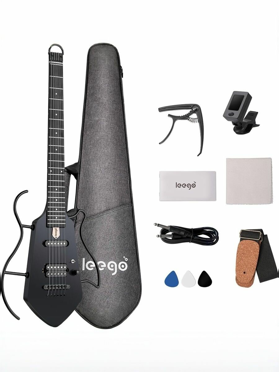 Электрогитара Leego, бесшумная гитара, портативная гитара для путешествий
