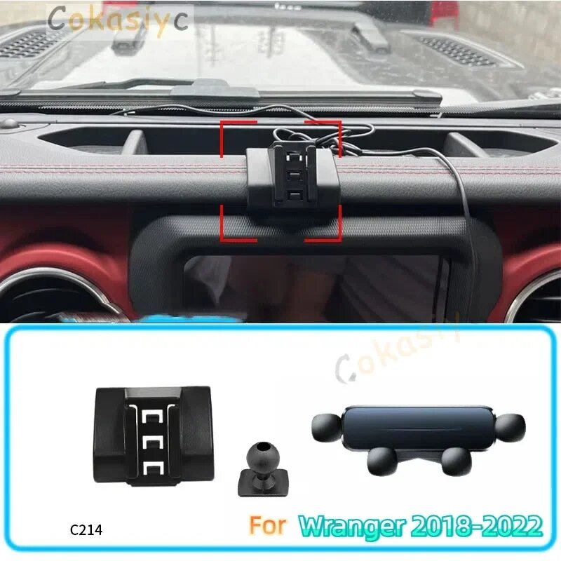 Автомобильный держатель телефона для JEEP Wrangler 2018-2022, гравитационная подставка, поддержка горизонтального GPS-кронштейна для мобильного телефона, аксессуары с основанием