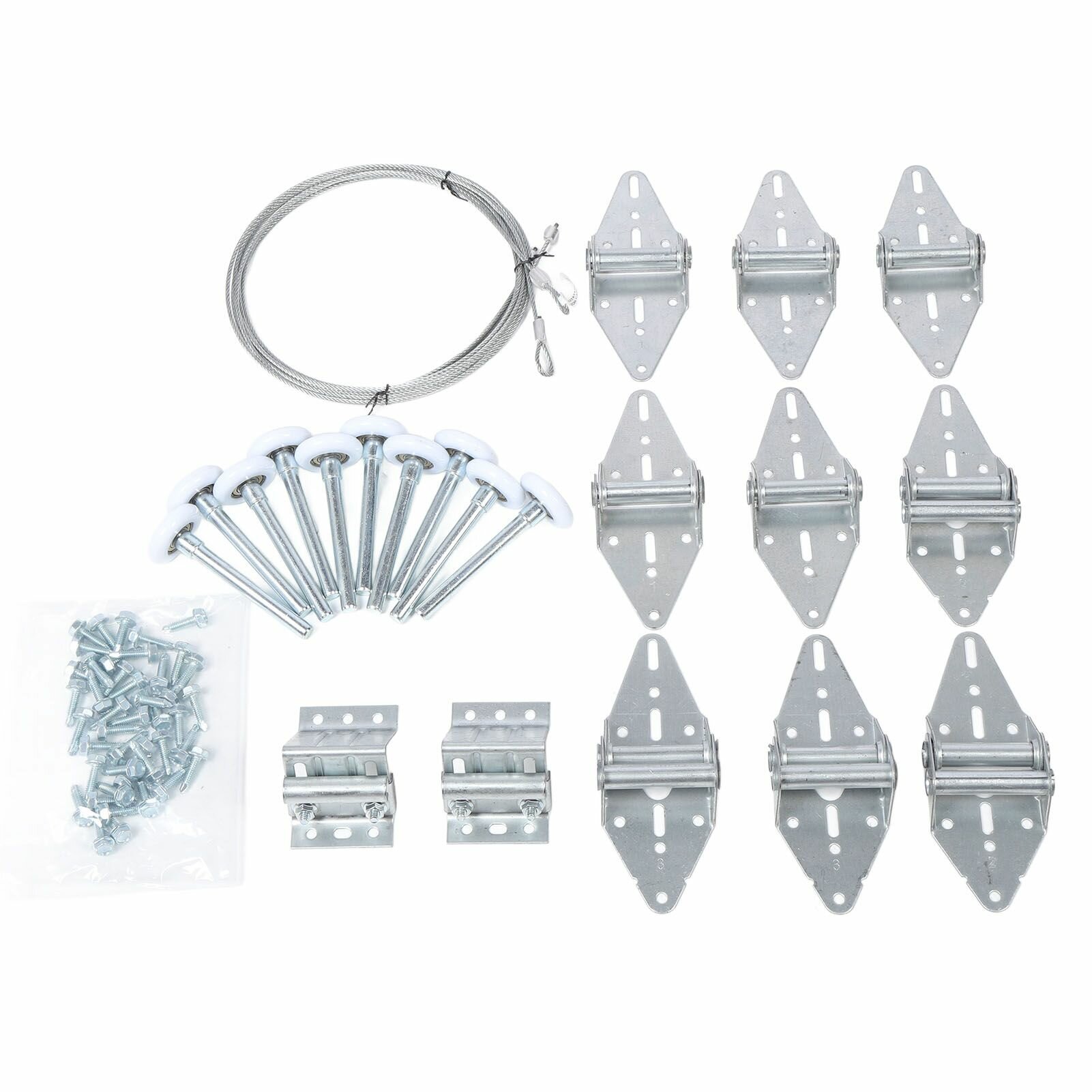 Набор для настройки гаражных ворот 8-9x7, из нержавеющей стали с нейлоновыми роликами, включает 23 аксессуара и трос длиной 2650 мм