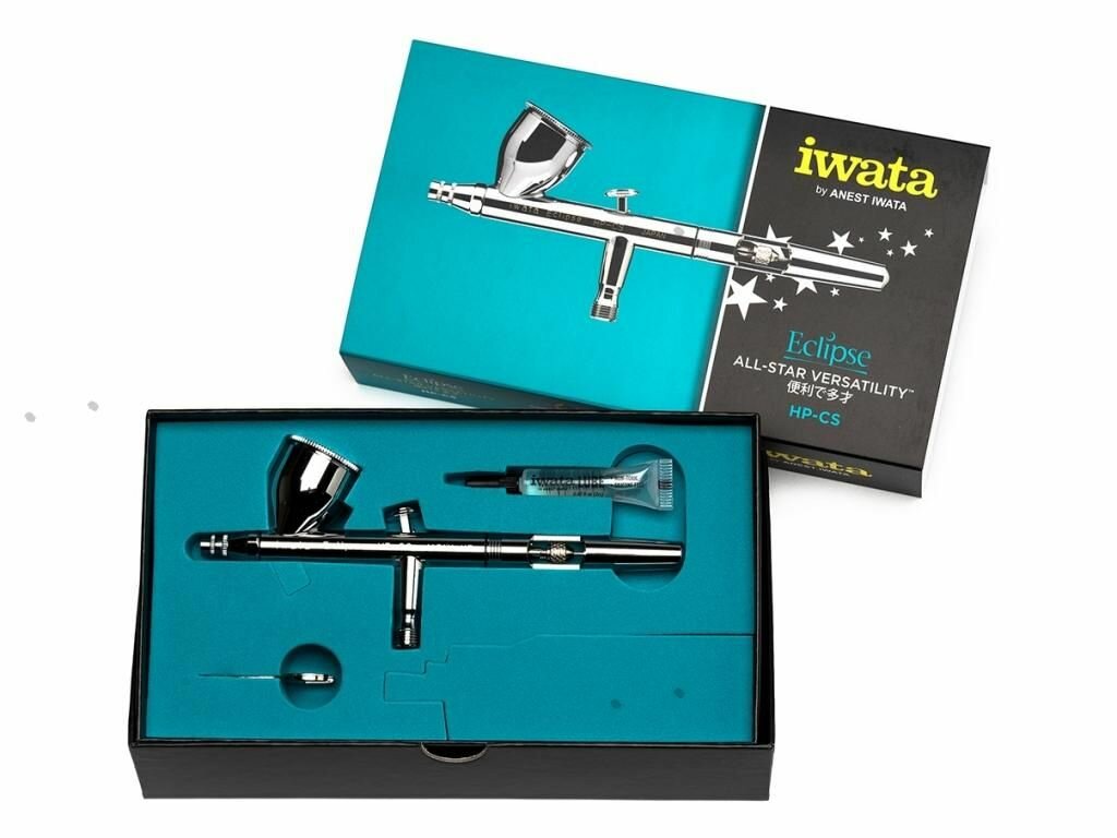 Аэрограф Anest Iwata Eclipse HP-CS, самоцентрирующееся сопло 0,3 мм. верхняя чашка 7 мл. с крышкой, соединительный штуцер с резьбой G1/8" 1 pcs