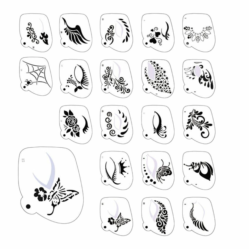 1 упаковка из 20, Детские трафареты для рисования лиц - 20 половинок лица