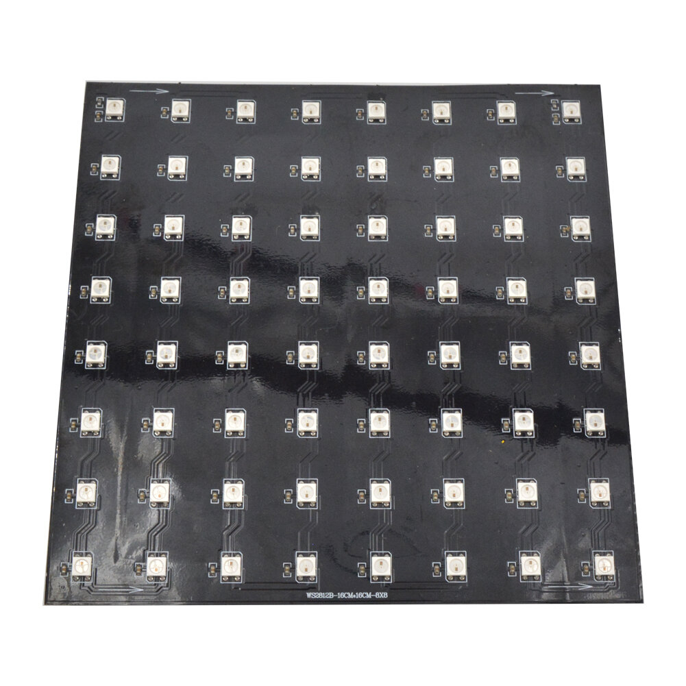 SK6812 8X8 16CM WS2812B Светодиодные панели Пиксельное программирование SMD 5050 Цифровая гибкая адресация DC5V Чёрный