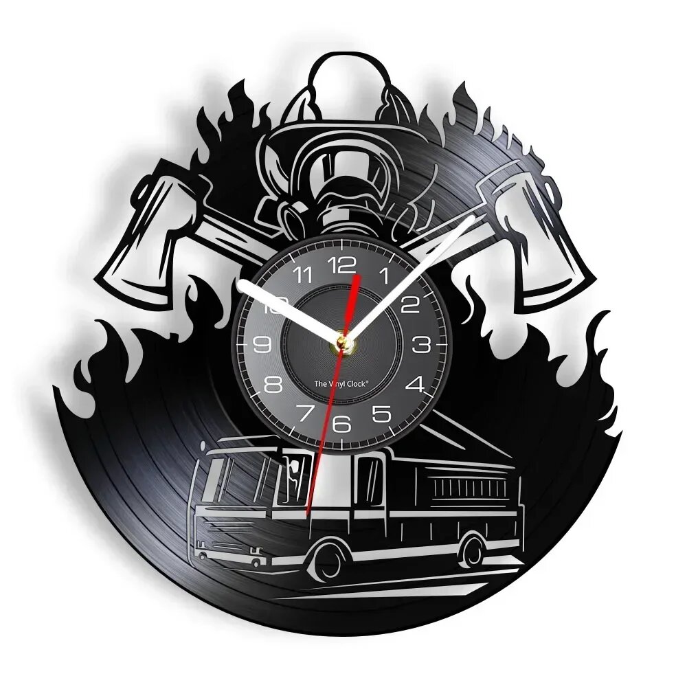 Ретро виниловые часы пожарная тематика