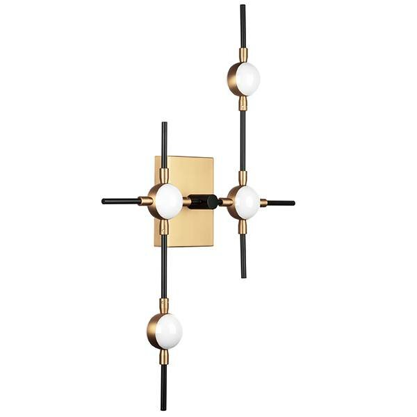Lightstar 745647 Бра BERGAMO LED 5Wх4 1600LM черный матовый/золото 4000K