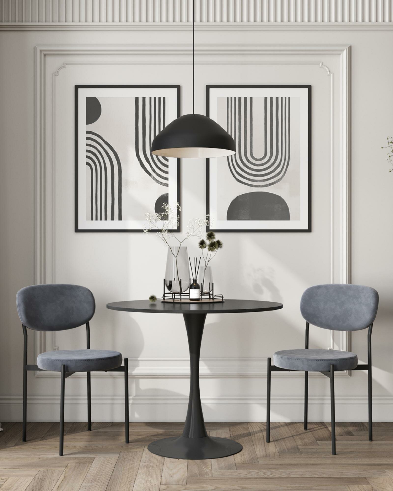Стол Tulip D80 STOOL GROUP черный, металл и дерево, круглая столешница, круглое основание — фото 1