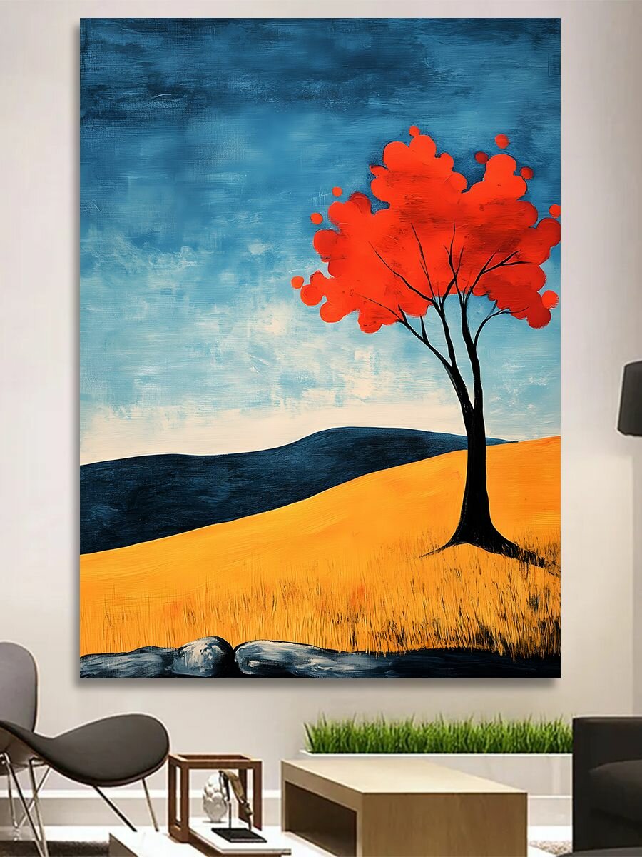 Картина / дерево, картина на холсте, пейзаж, 50х70 см.