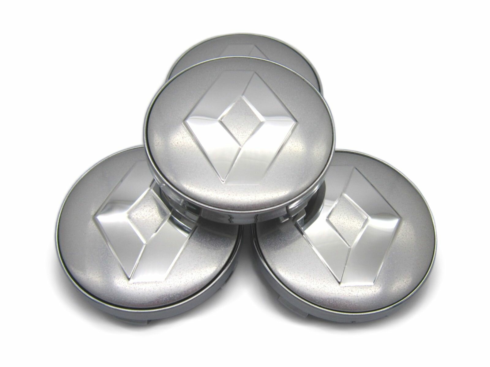Колпачки заглушки на литые диски Renault full chrome 60/56/9 мм, комплект 4 шт.