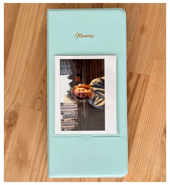 Фотоальбом для Instax Wide и Polaroid на 64+1 фото, вертикальный, голубой, с кармашками для снимков 10 10 и 7 10