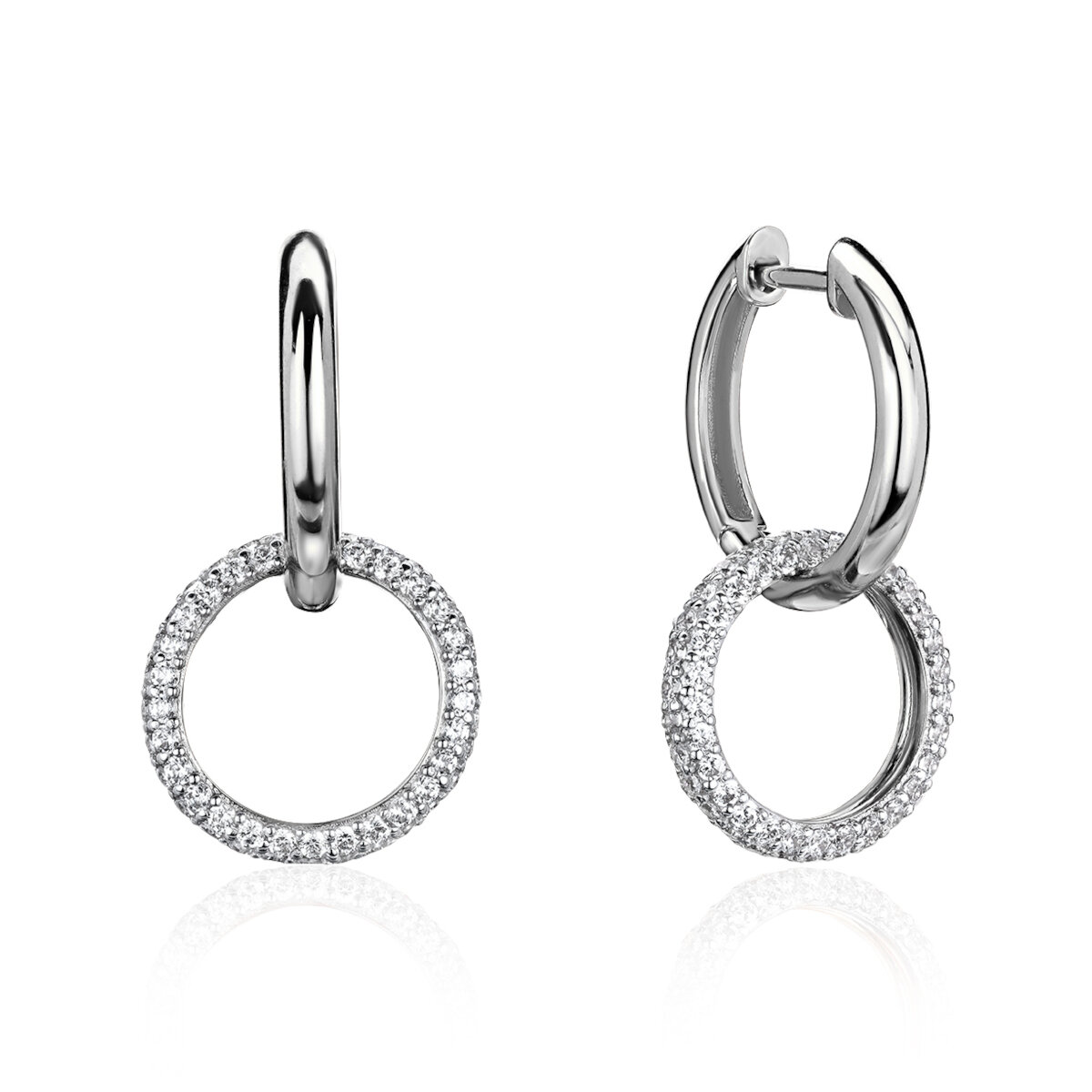 Серьги Эстет, белое золото, 585 проба, фианит