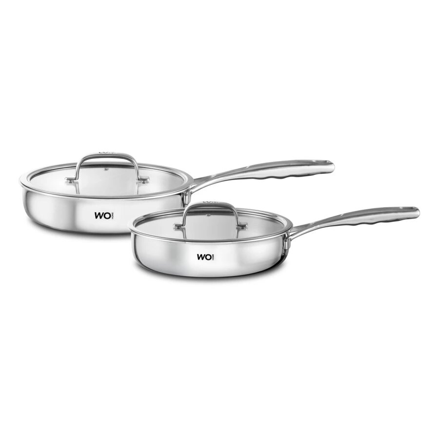 Набор сковородок со стеклянными крышками WO HOME Verona 24х5,5 см, 26х6 см, сталь нержавеющая