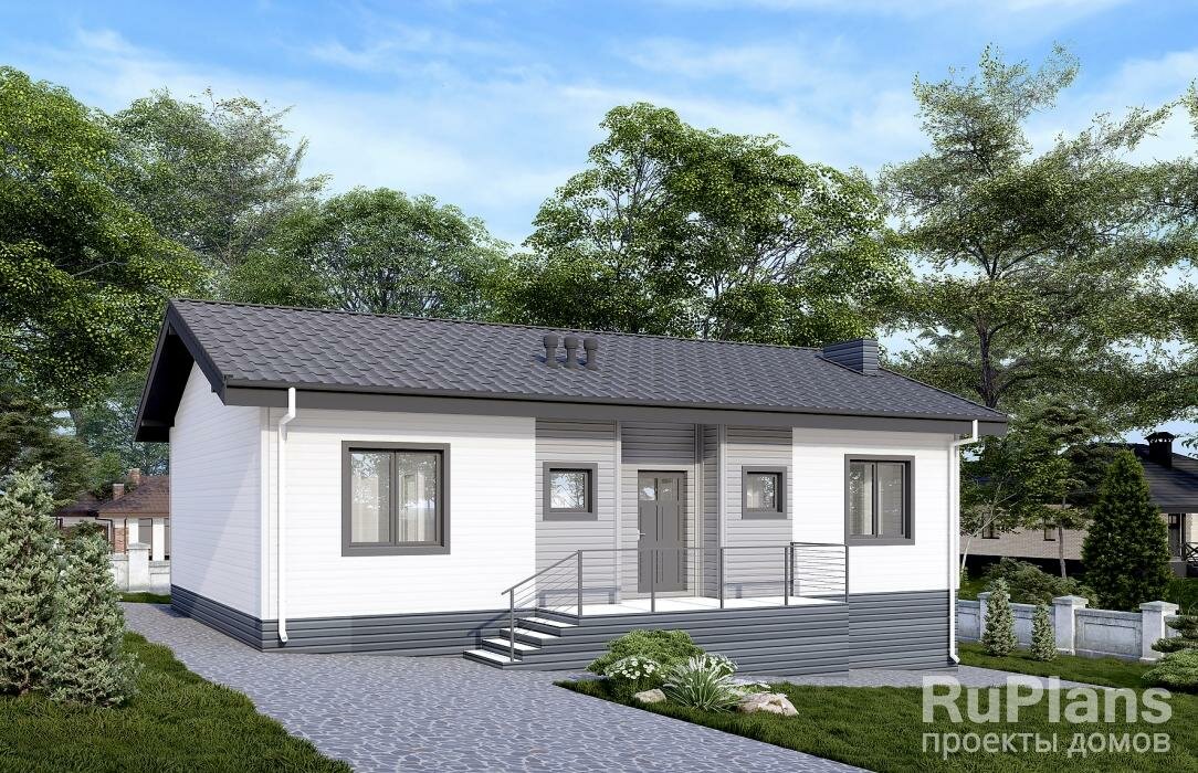 Одноэтажный дом с подвалом и тремя спальнями (165 м2, 10м x 13м) Rg6500