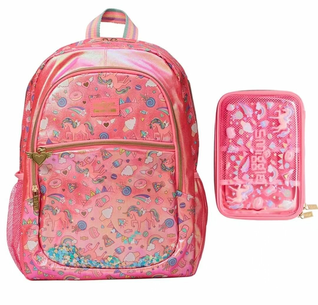 Школьная сумка Smiggle (В 42 см*Ш 30 см*Т 14 см) с сумкой для книг и карманом для ручек для детей 6-12 лет, красный, G