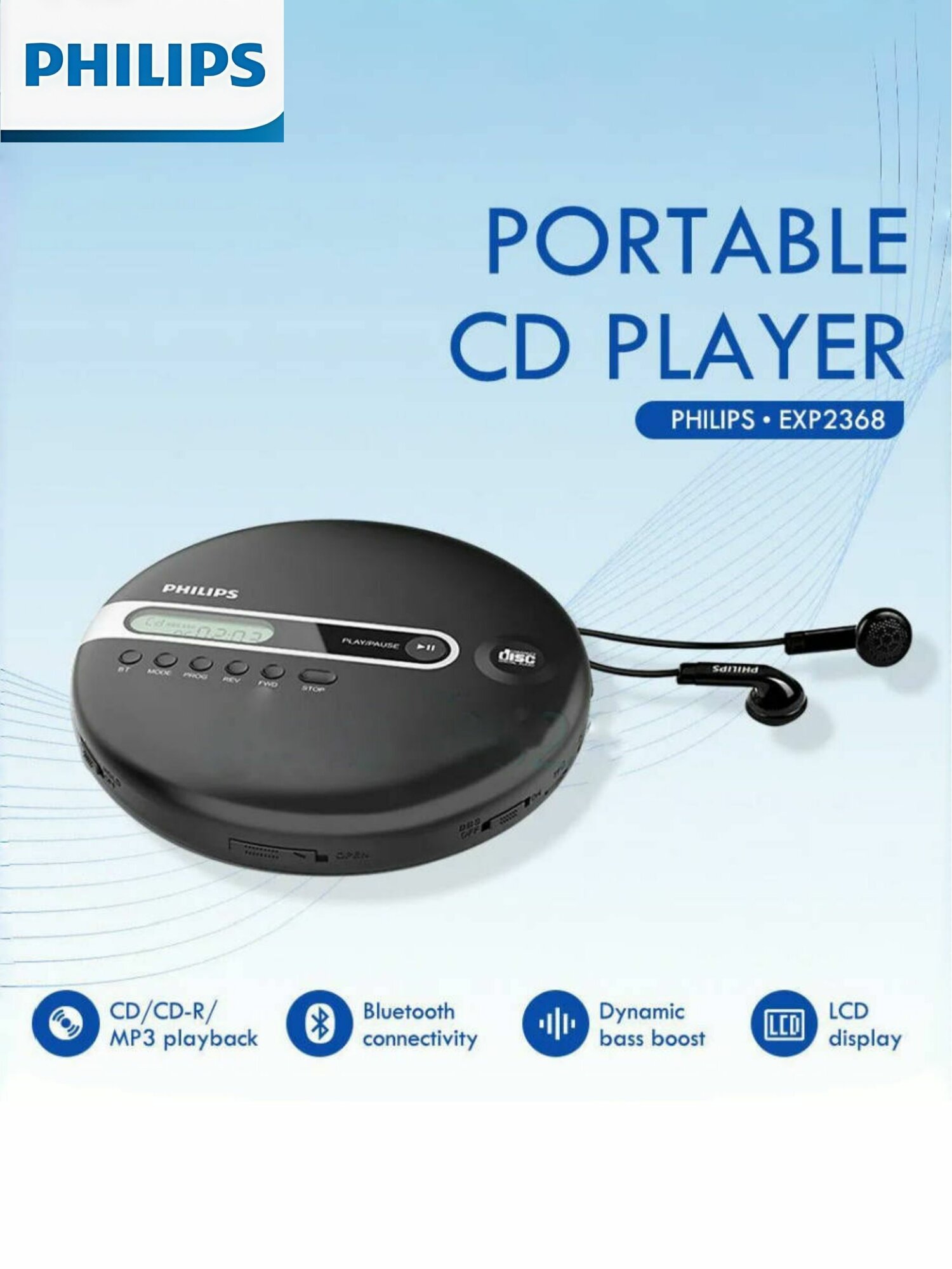PHILIPS EXP2368 Портативный CD-плеер с Bluetooth, A