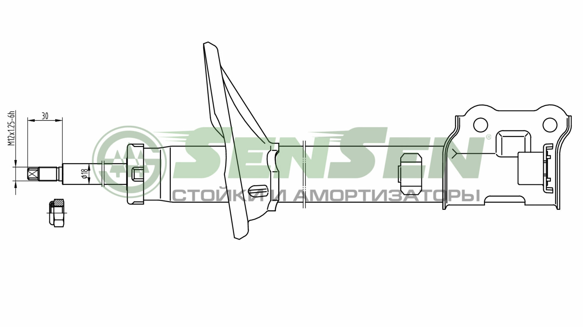 Амортизатор Hyundai Accent 06/97-01/00 Зад. лев. газ.(Sensen 42130069)