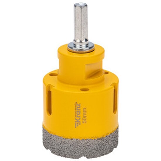 Коронка алмазная профессиональная Kranz по керамограниту и железобетону М14, вакуумное спекание, 50мм, для УШМ