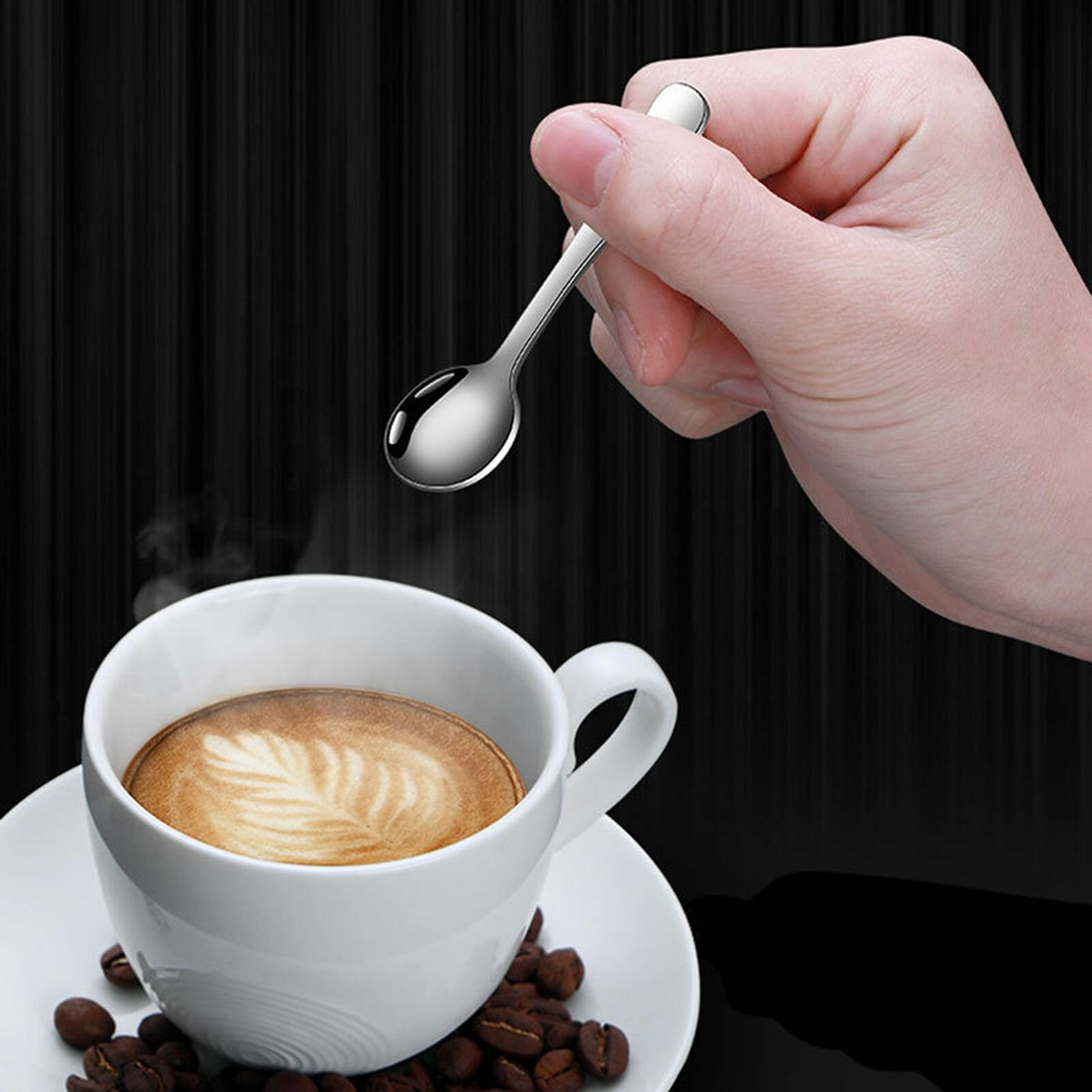 Мини-ложка для кофе из нержавеющей стали диаметром 9 см